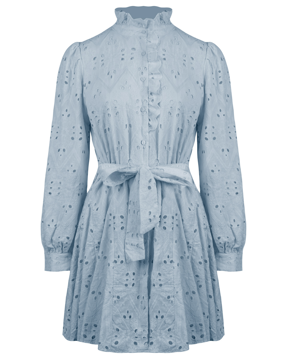 Amara embroidery dress light blue - jaimymode.nl