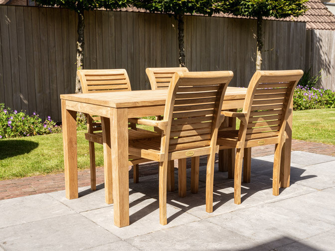 Teak tuintafel Verona 160cm - Puurteak Meubelen