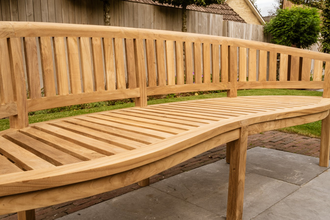 Teak tuinbank rond Washington 225cm