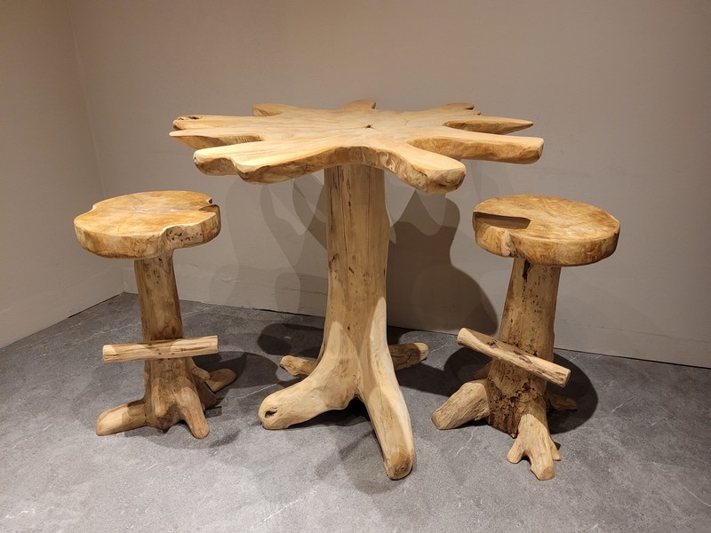 Teak bartafel rustiek | Puurteak Wortelhouten meubelen - Puurteak Meubelen