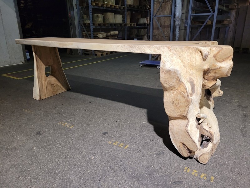 Boomstam bartafel 90/160x430cm - UNIEK | Puurteak Boomstammeubelen
