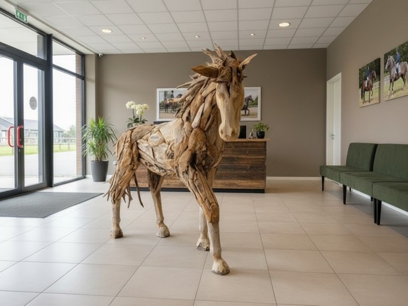 Drijfhout groot paard - sculptuur