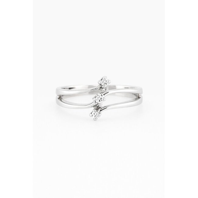 Occ witgouden ring 3 brillj 0,07ct mt16,5 - ROS Jewelers