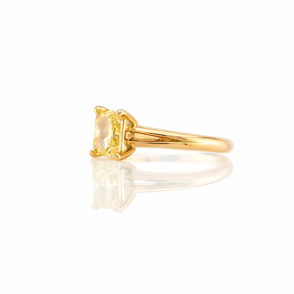 14K Rose Ring. Fancy Yellow Diamond Cut. 1ct. 4,2Gr.Mt18,2 Ros Design ...