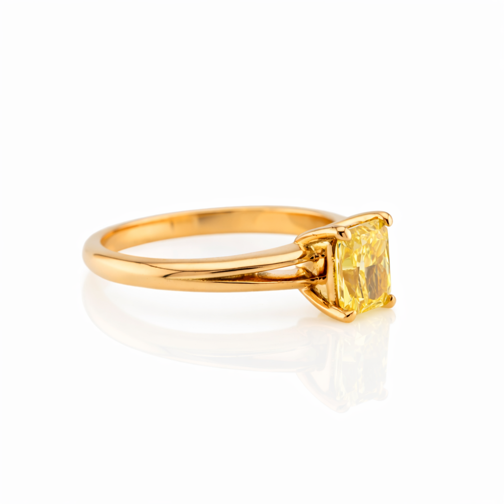 14K Rose Ring. Fancy Yellow Diamond Cut. 1ct. 4,2Gr.Mt18,2 Ros Design ...