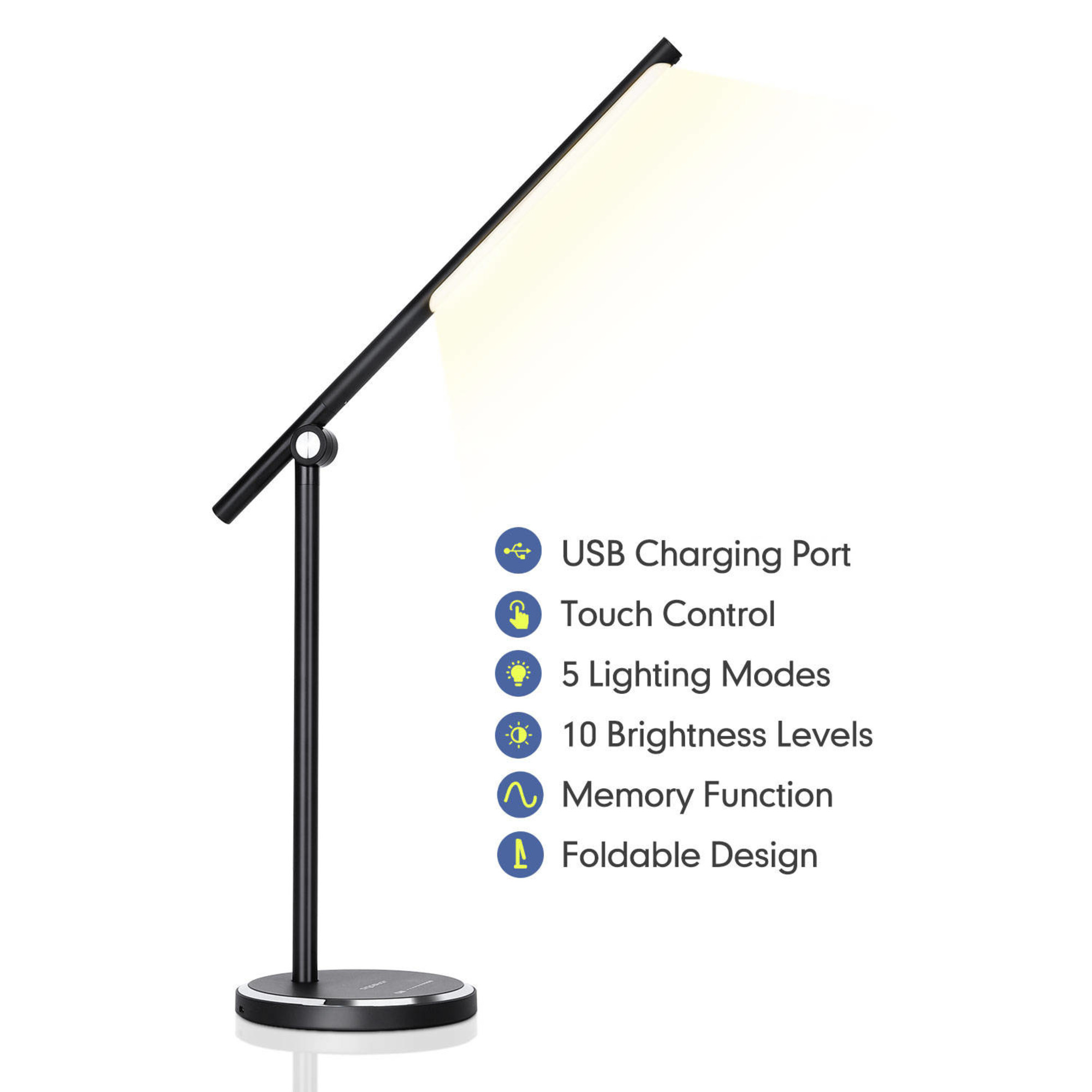 LED Bureaulamp 8W dimbaar 3000k tot 6000K - zwart - opvouwbaar ...