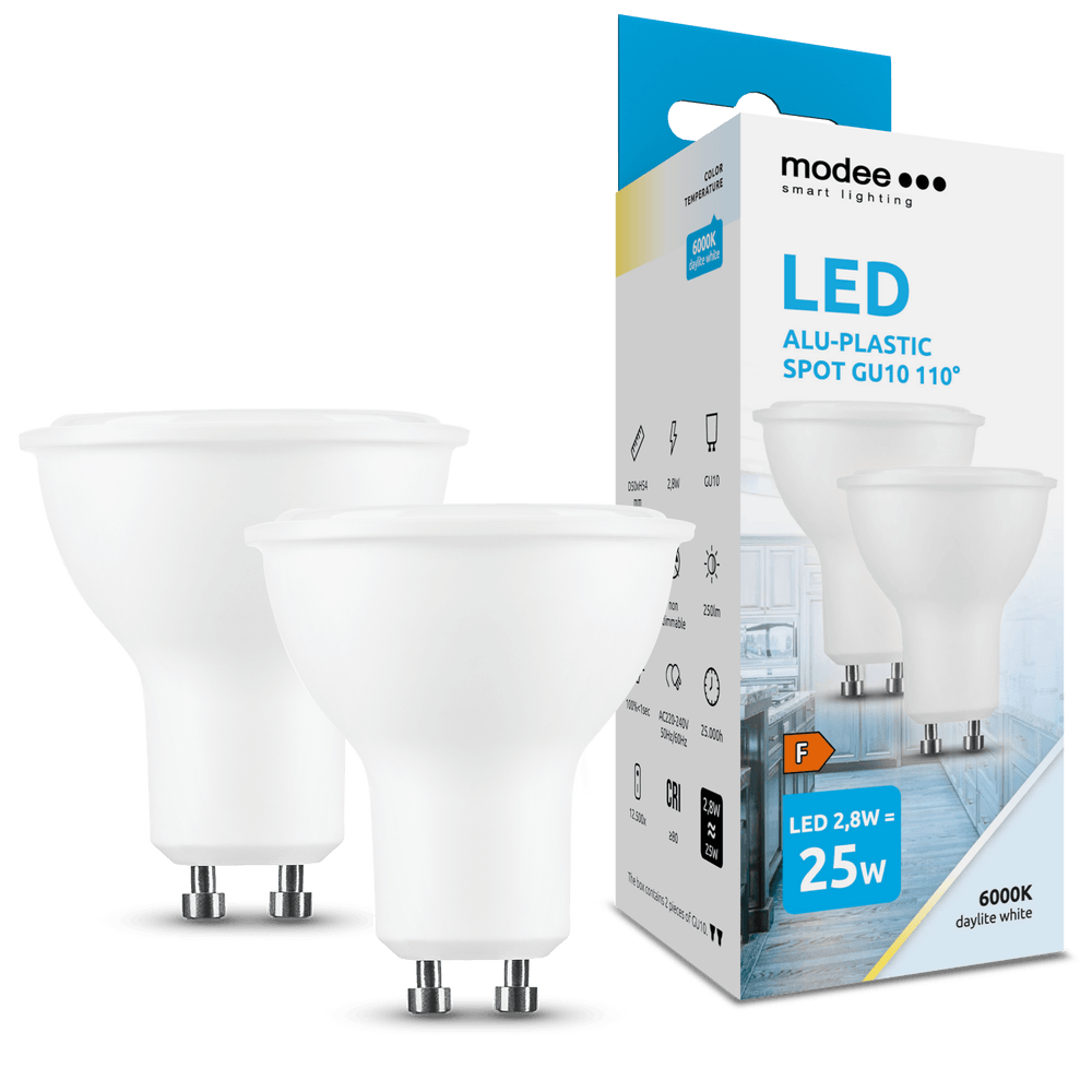 2 Pack Led Spot Gu10 Fitting 2 8w Vervangt 25w 6000k Daglicht Wit