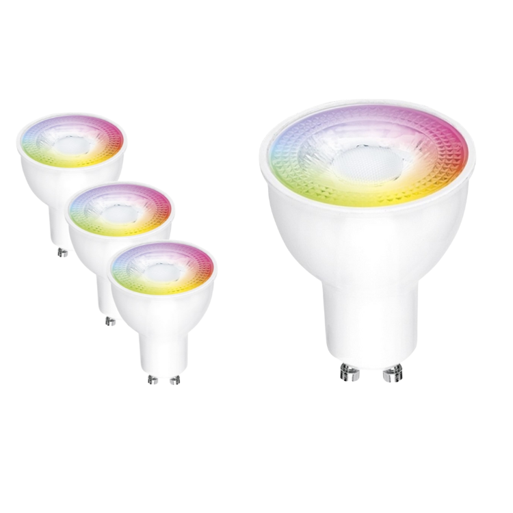 4-Pack WiFi LED Spots - 5W - RGB+CCT alle lichtkleuren - App bediening ...