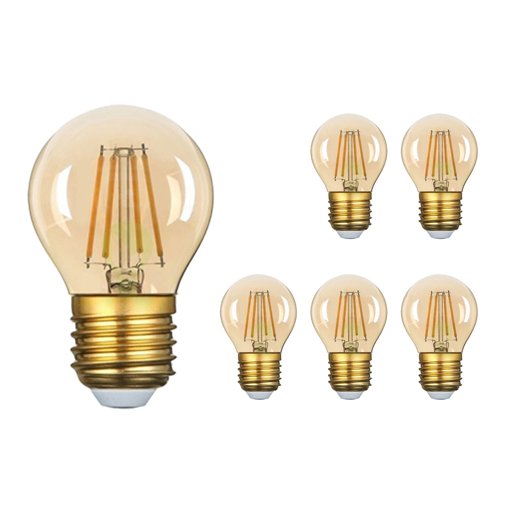 Set van 6 LED Filament lamp dimbaar - E27 G45 - 4W vervangt 40W - 2200K ...