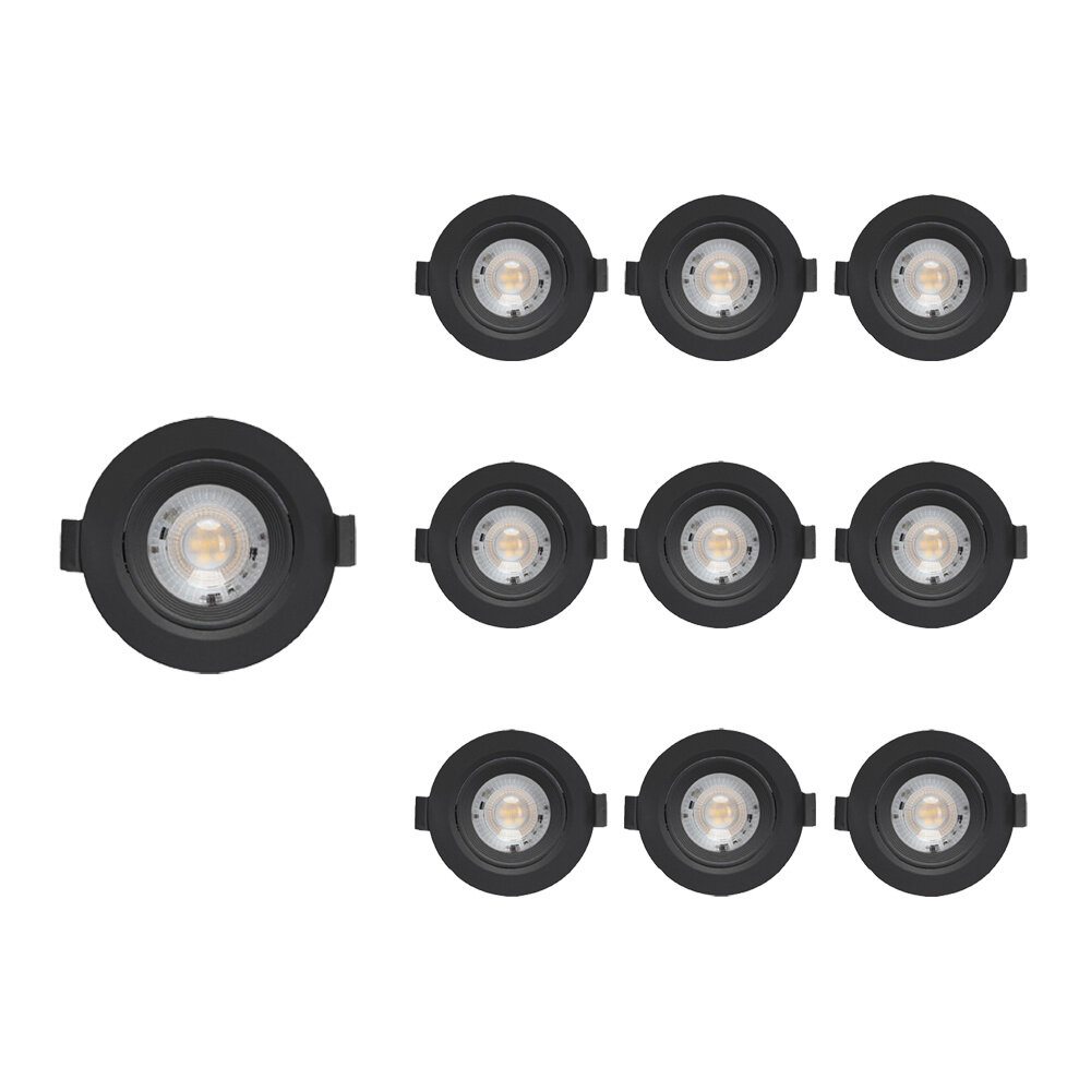 Set Van 10 Led Inbouwspot Dimbaar 5w Vervangt 50w 3000k