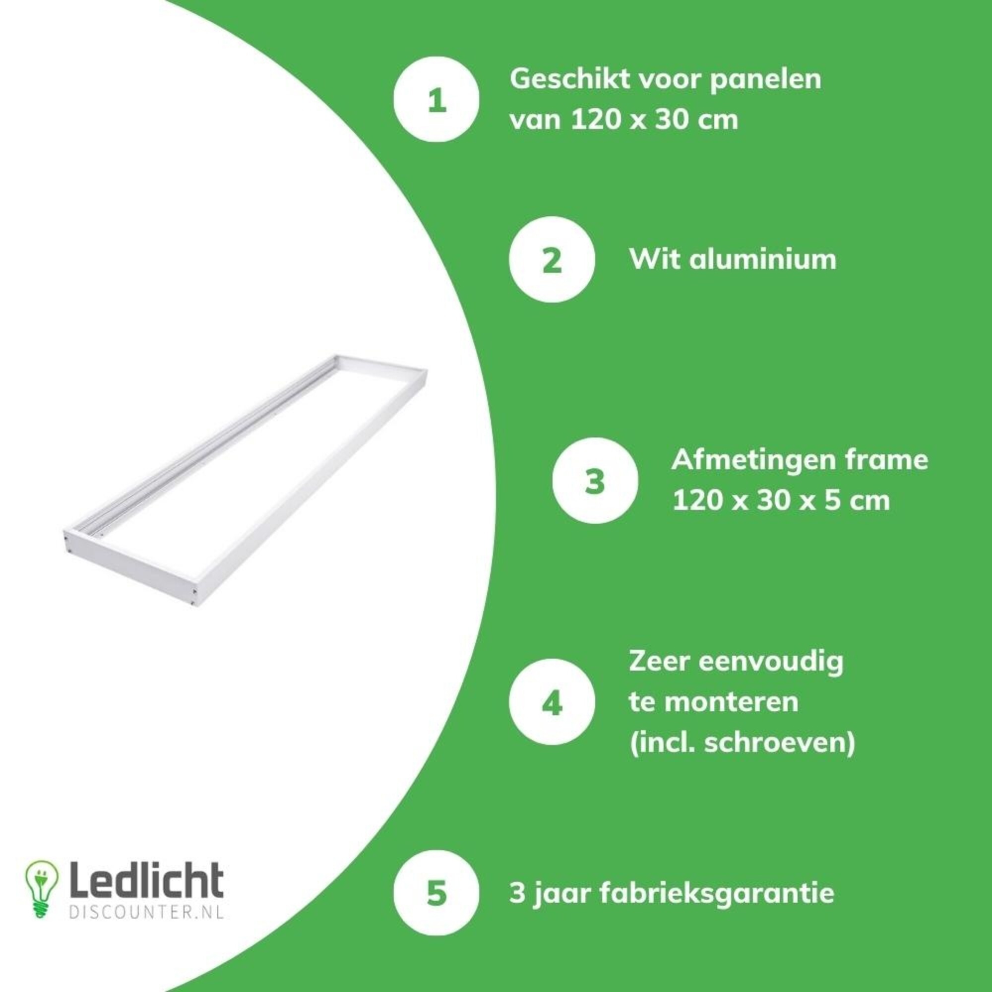 LED paneel opbouw - Wit aluminium - 120x30 frame systeem - 5cm hoog ...