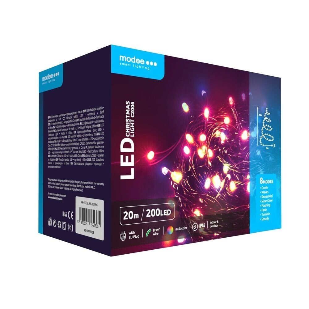 Kerstverlichting lichtsnoer - 20 meter 200leds - Multikleur RGB - 220V ...