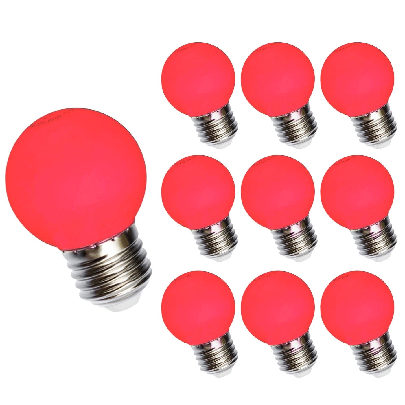 Voordeelpak 10 stuks - LED lamp E27 - G45 1W Rood licht ...