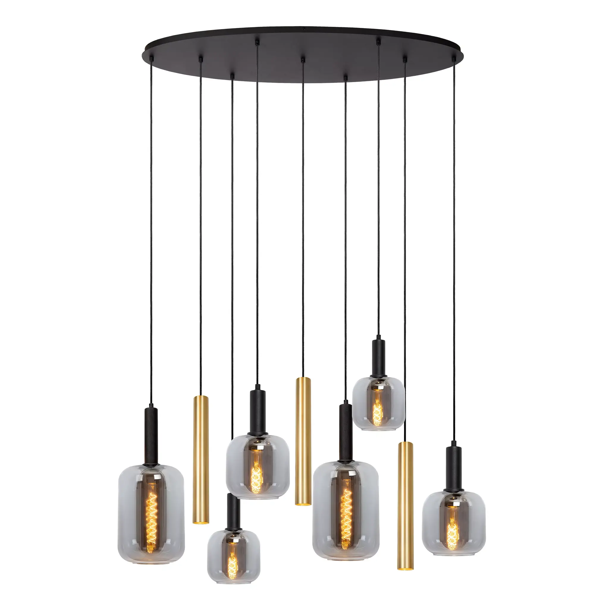 LED Hanglamp - JOANET - 6x E27 Fittingen – Messing – Glazen Design ...