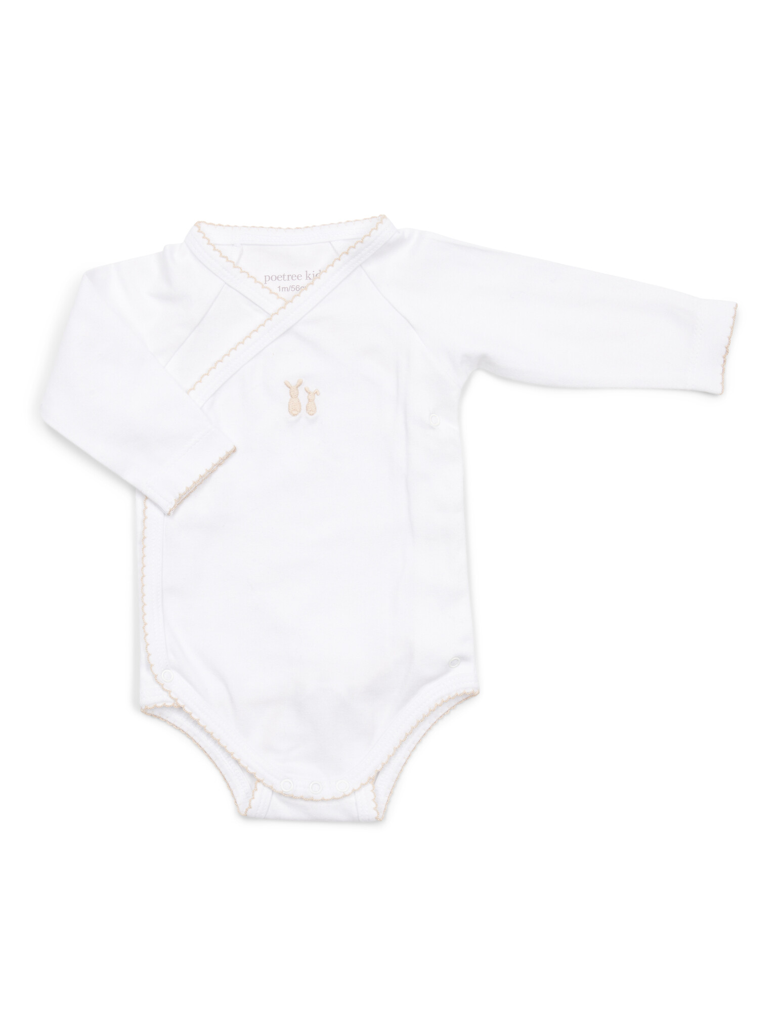 Jules body/romper baby lange mouw met overslag Camel - Poetree Kids