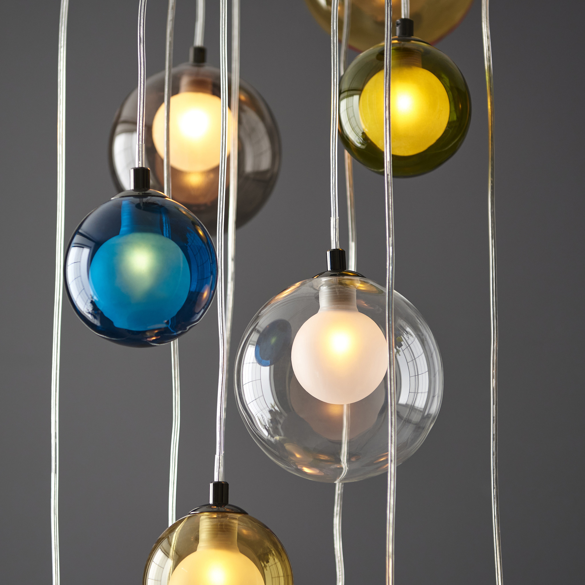 Nadia - Multi-Coloured 12 Light Cluster Pendant - Lightbox Nadia - Multi-Coloured 12 Light Cluster Pendant - Lightbox
