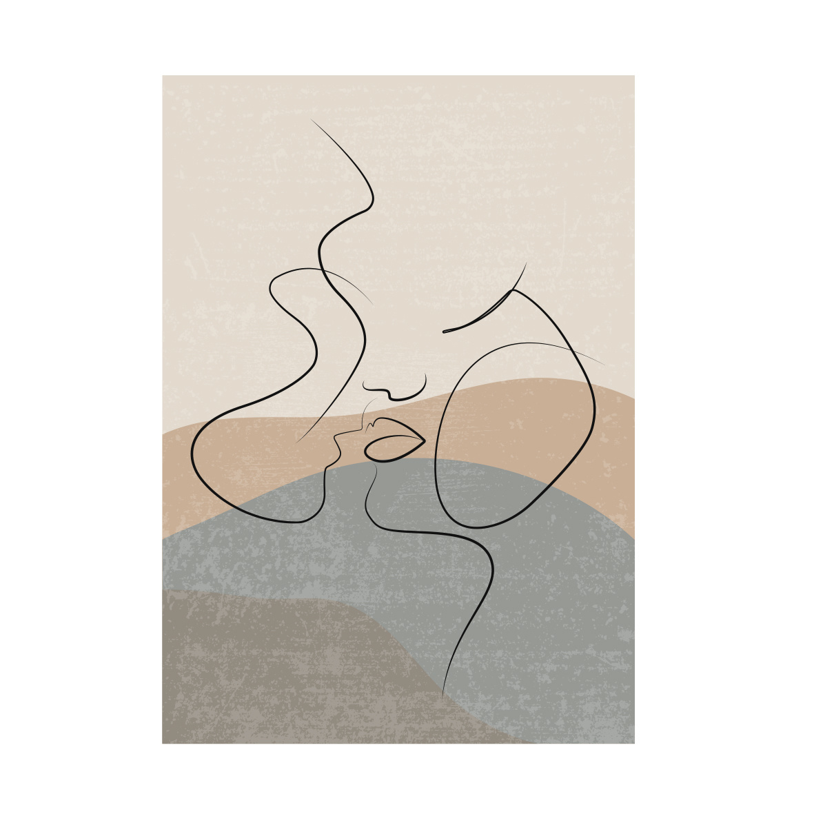 Poster line drawing kiss - Traktatiecorner.nl