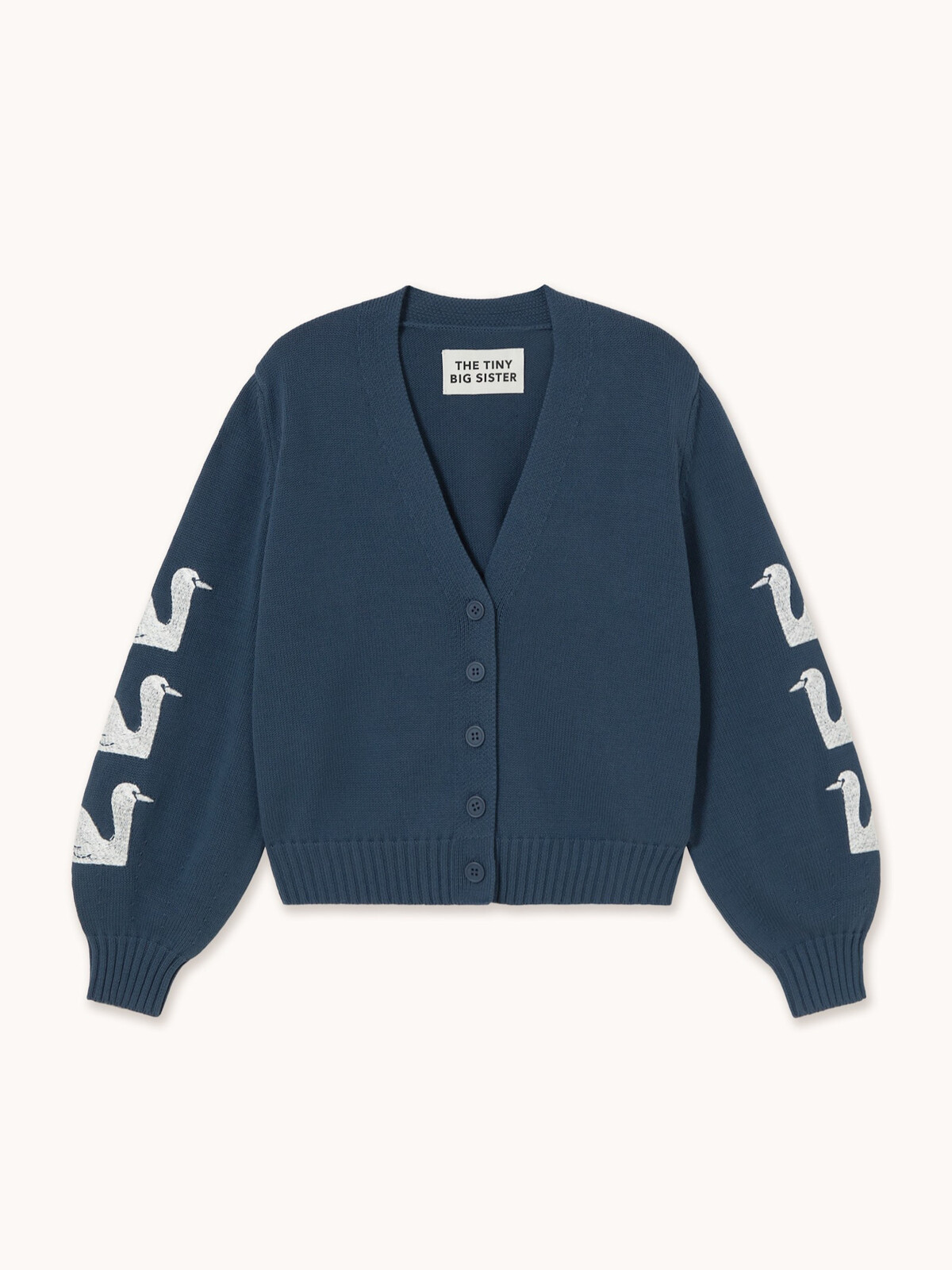 The Tiny Big Sister Knitted Cardigan Swans Stone Blue | Les Soeurs
