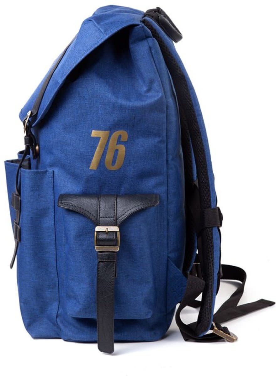 Fallout 76: Gold Foil Logo Printed Solid Blue Melange Backpack - Fans