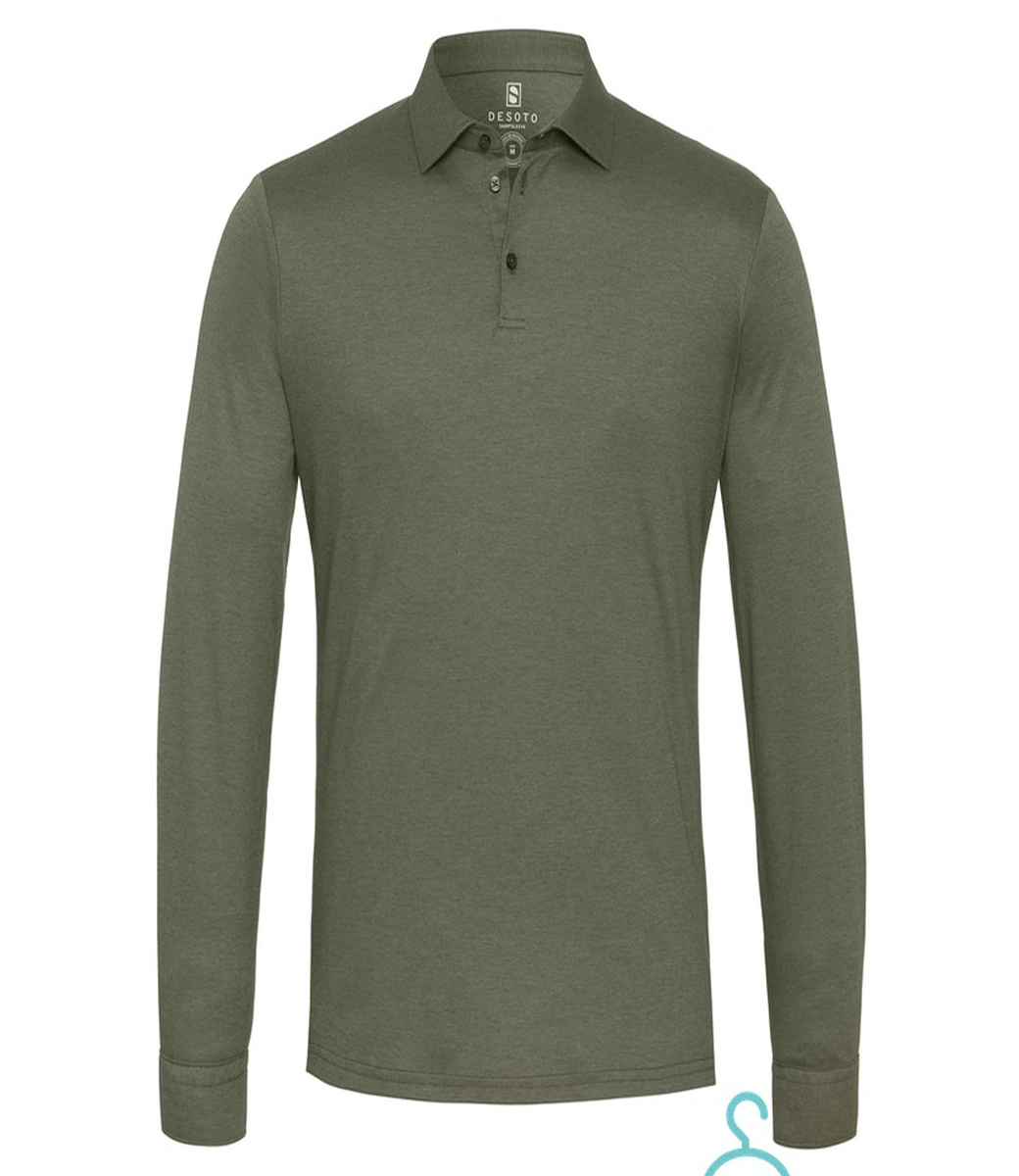 97018-3 kleur 604 desoto heren lange mouw polo donkergroen katoen ...