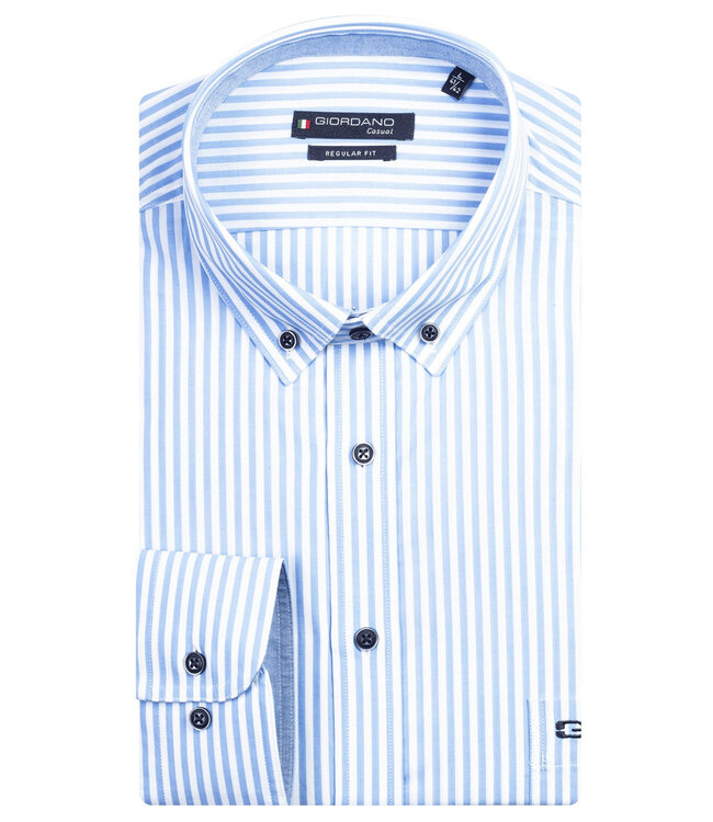 327010-62 Giordano Regular Fit heren overhemd lichtblauw wit streepje ...