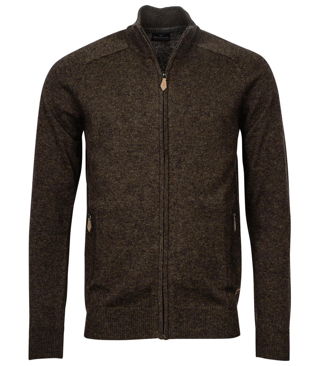 320096-895 Baileys heren vest donkerbruin met rits en zakken lamswol - Shirtsupplier.nl