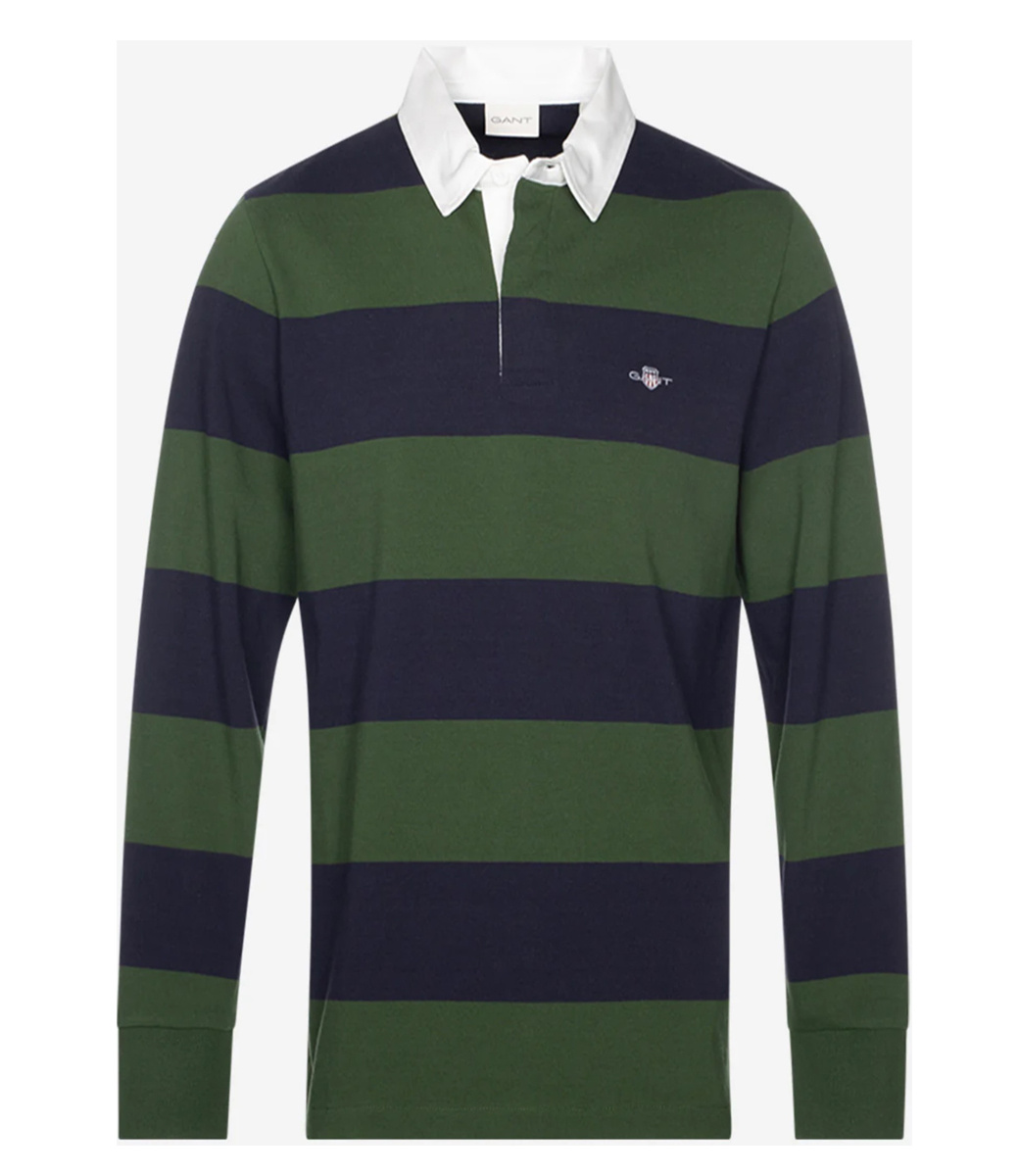 2005111 313 Gant groen-donkerblauw heren rugby shirt sweater ...