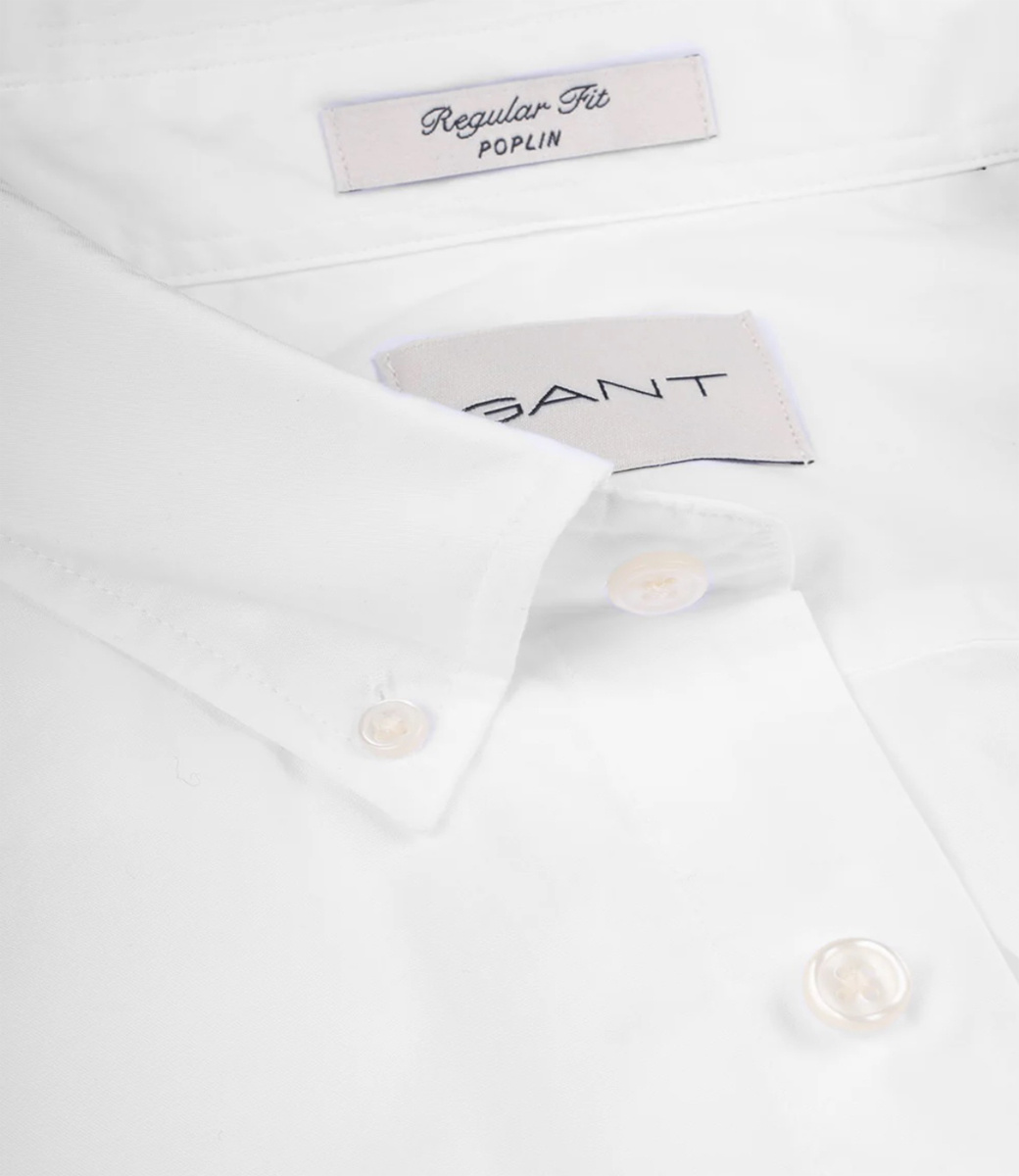 3000100-110 Gant overhemd lange mouw wit poplin 1knoops button down ...