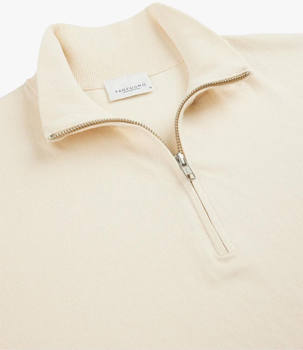 Profuomo PPVJ10013G off white zipper pullover met halve rits - Shirtsupplier.nl