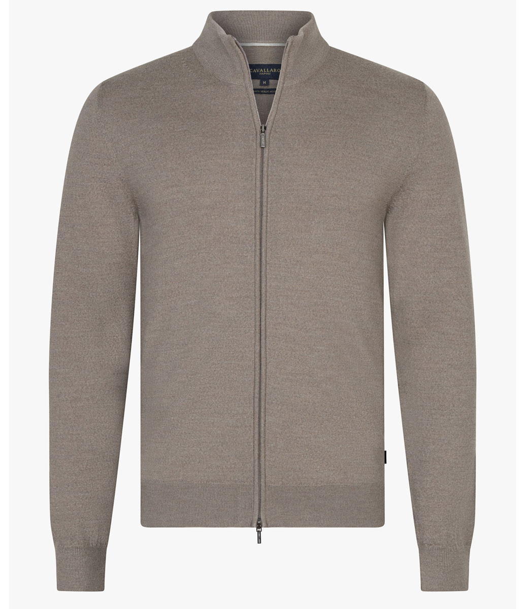 119255003 Cavallaro sand heren vest met rits merino wol - Shirtsupplier.nl