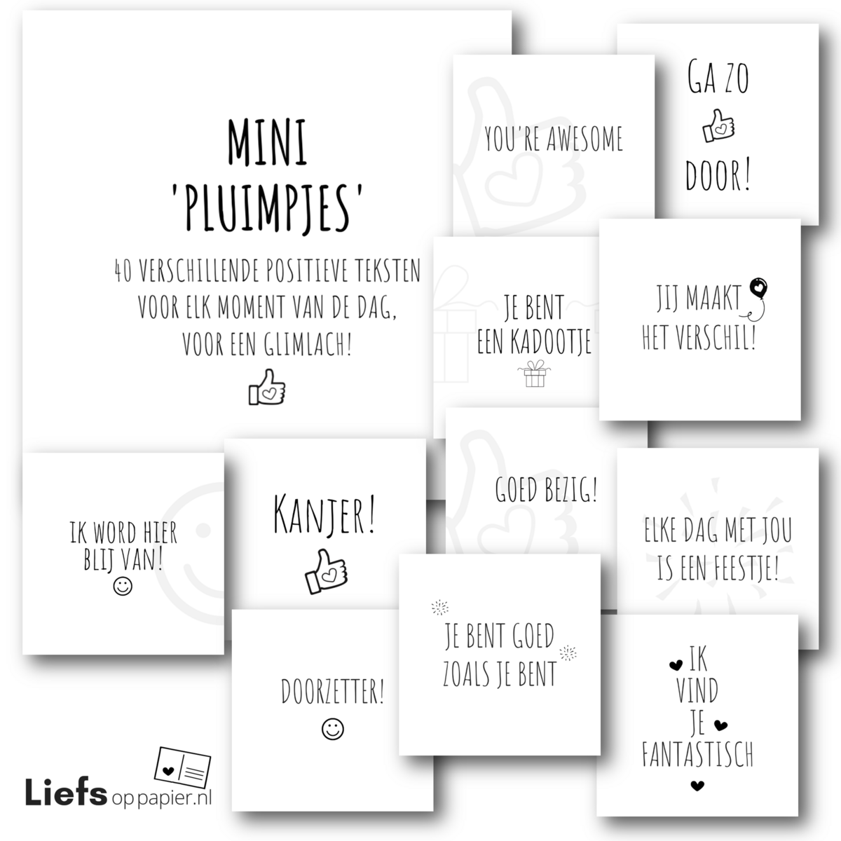 Mini Pluimpjes - 40 complimentenkaartjes - Glitz4kids