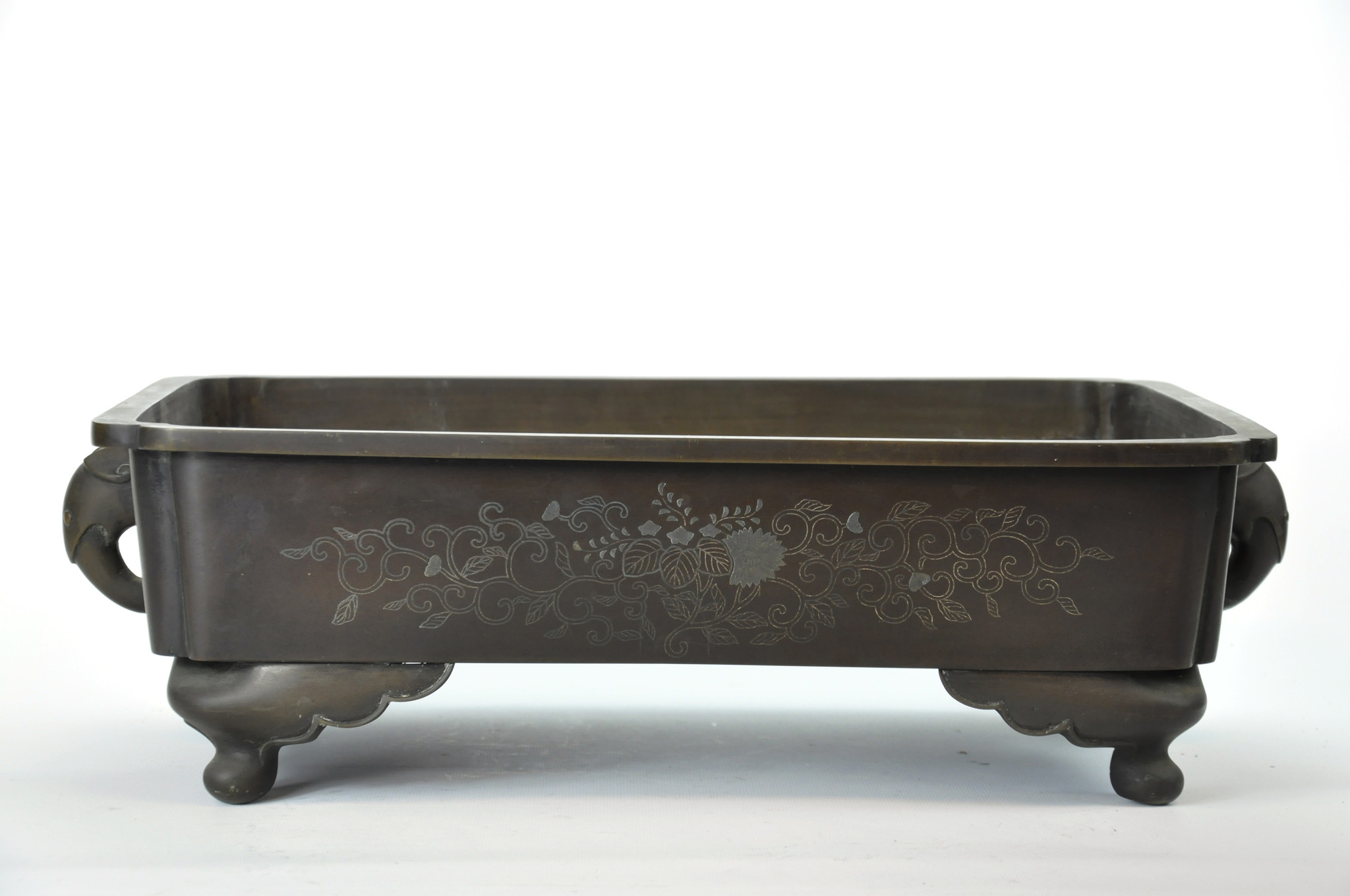 Suiban rectangular de bronce - 455 mm - Bonsai Plaza