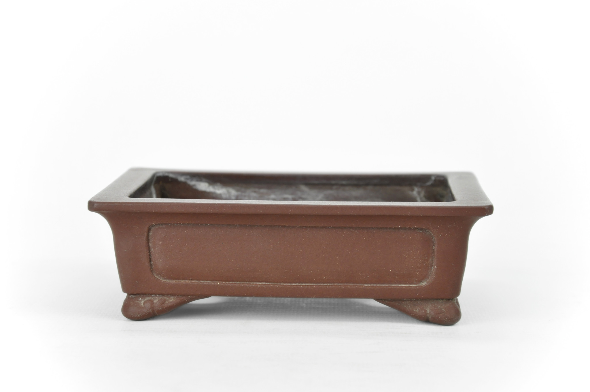 13 cm rectangular unglazed handmade bonsai pot by Bikou from Japan ...