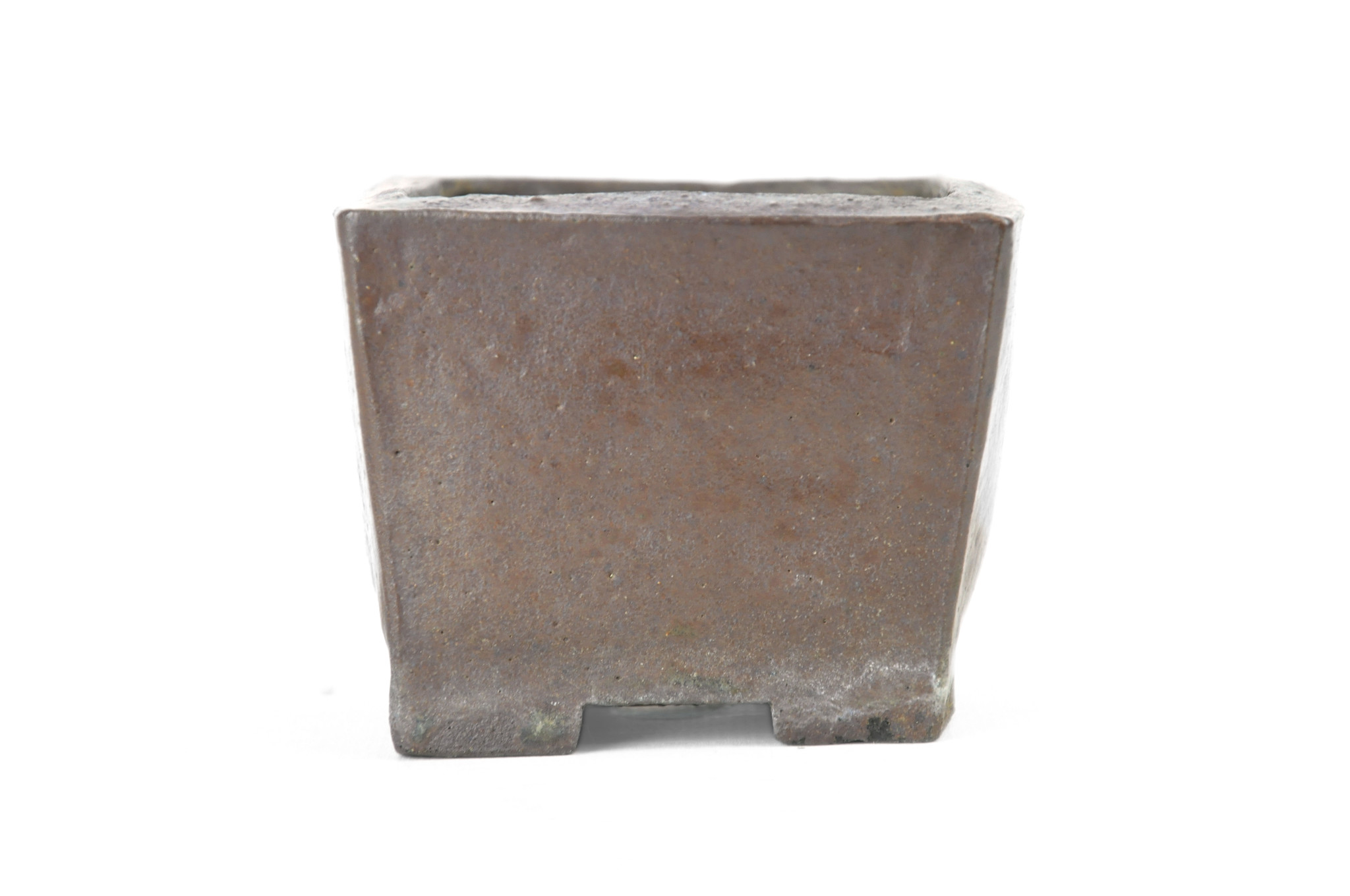 8 cm square brown handmade bonsai pot by Unknown from Japan - Bonsai Plaza