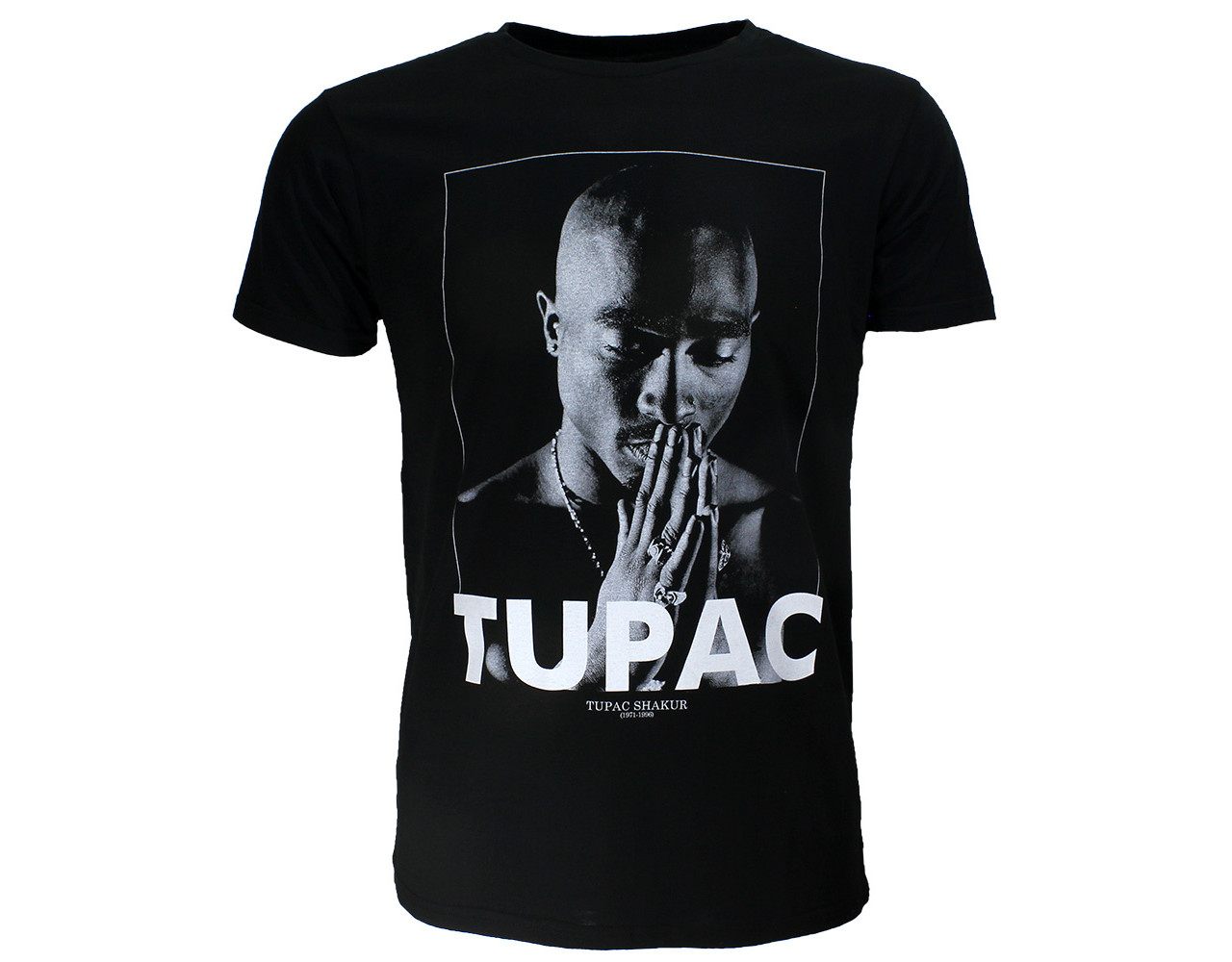 2PAC Tupac Praying T-Shirt Zwart - Popmerch.com