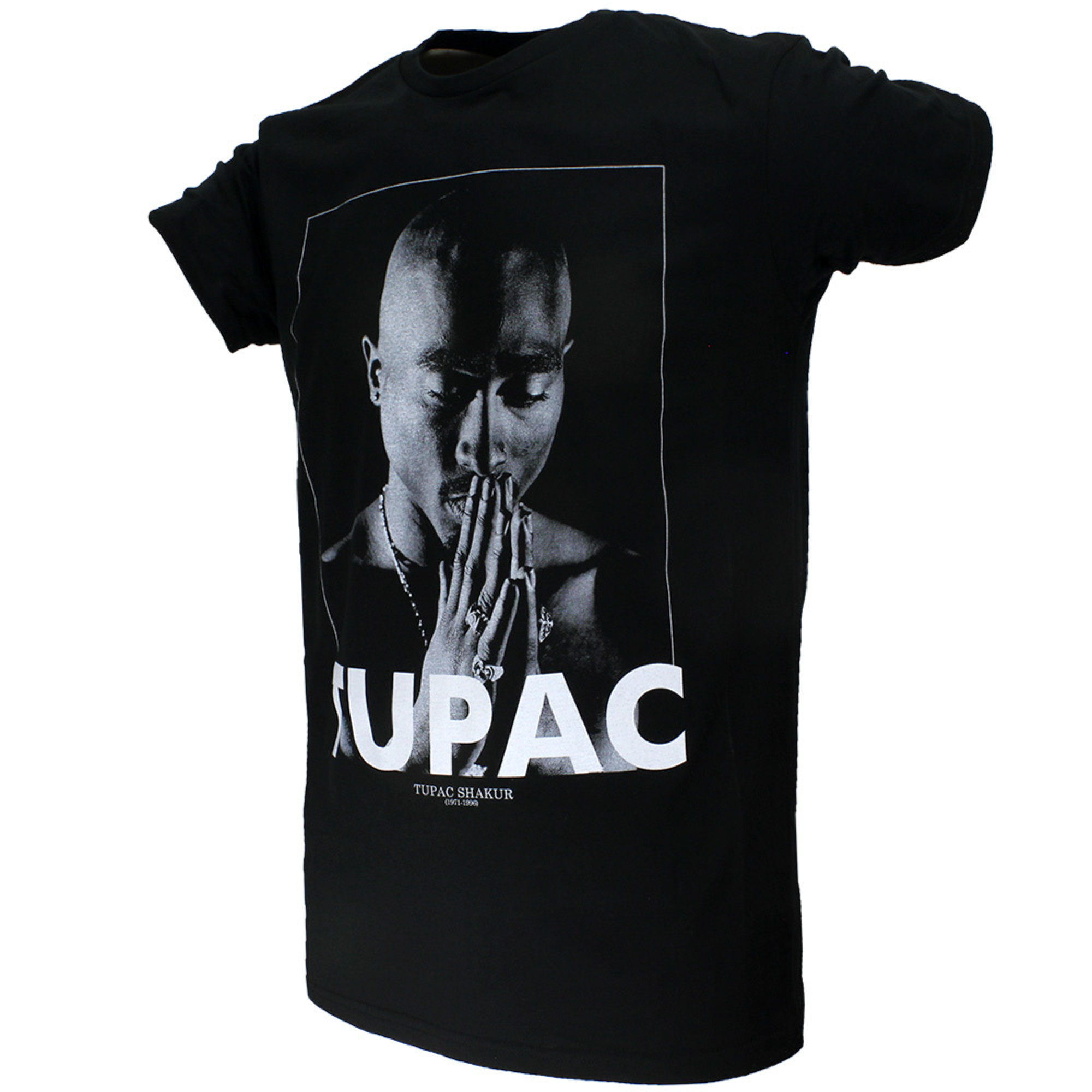2PAC Tupac Praying T-Shirt Zwart - Officiële Merchandise - Popmerch.com