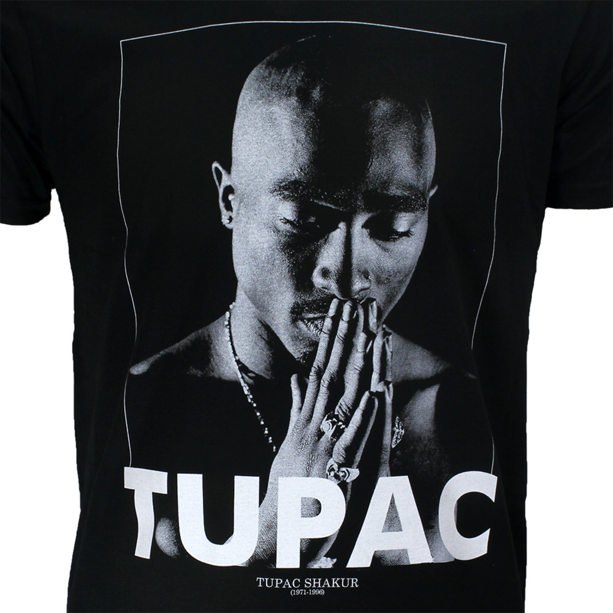 2PAC Tupac Praying T-Shirt Zwart - Officiële Merchandise - Popmerch.com