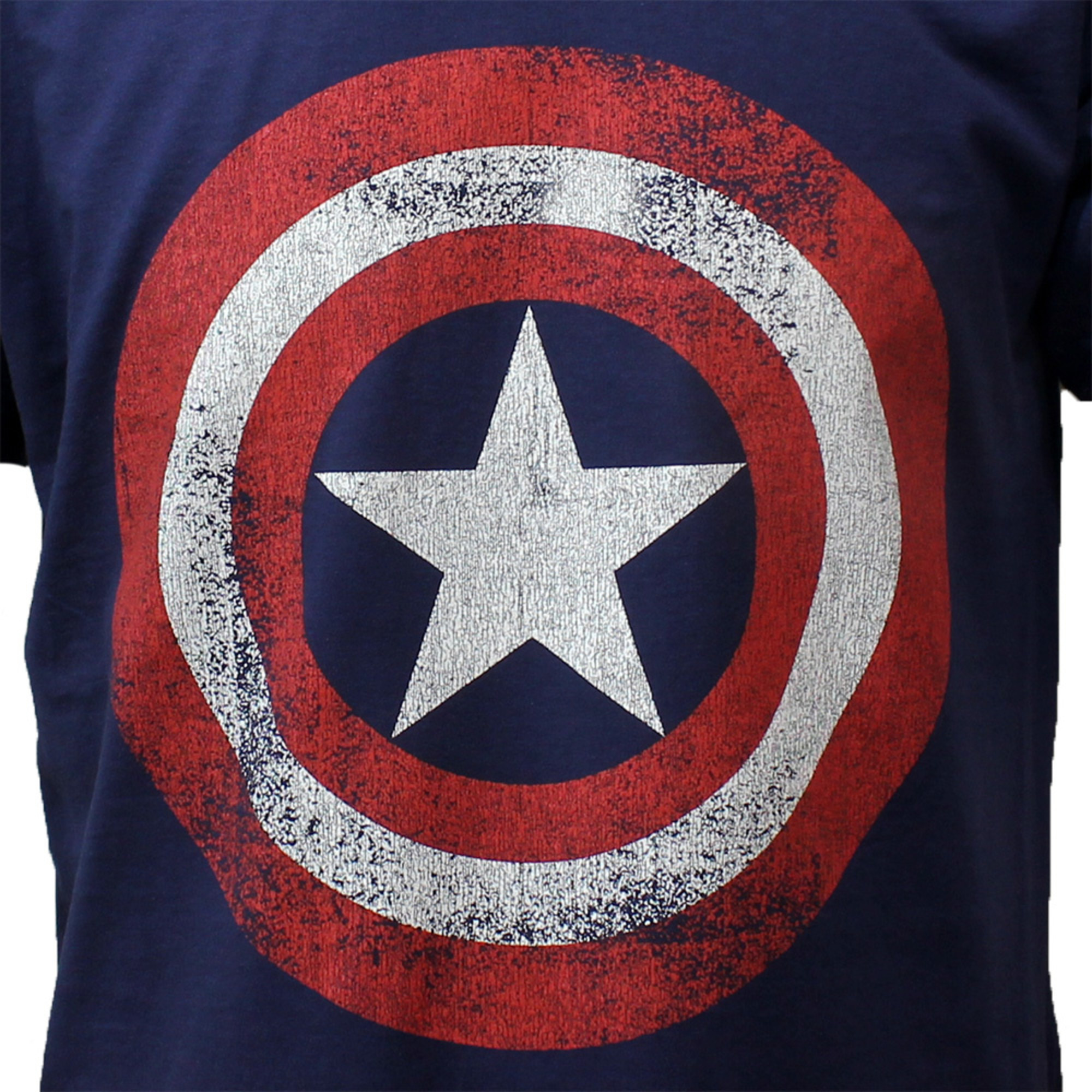 Marvel Comics Captain America Distorted Shield T-Shirt Blue - Popmerch.com