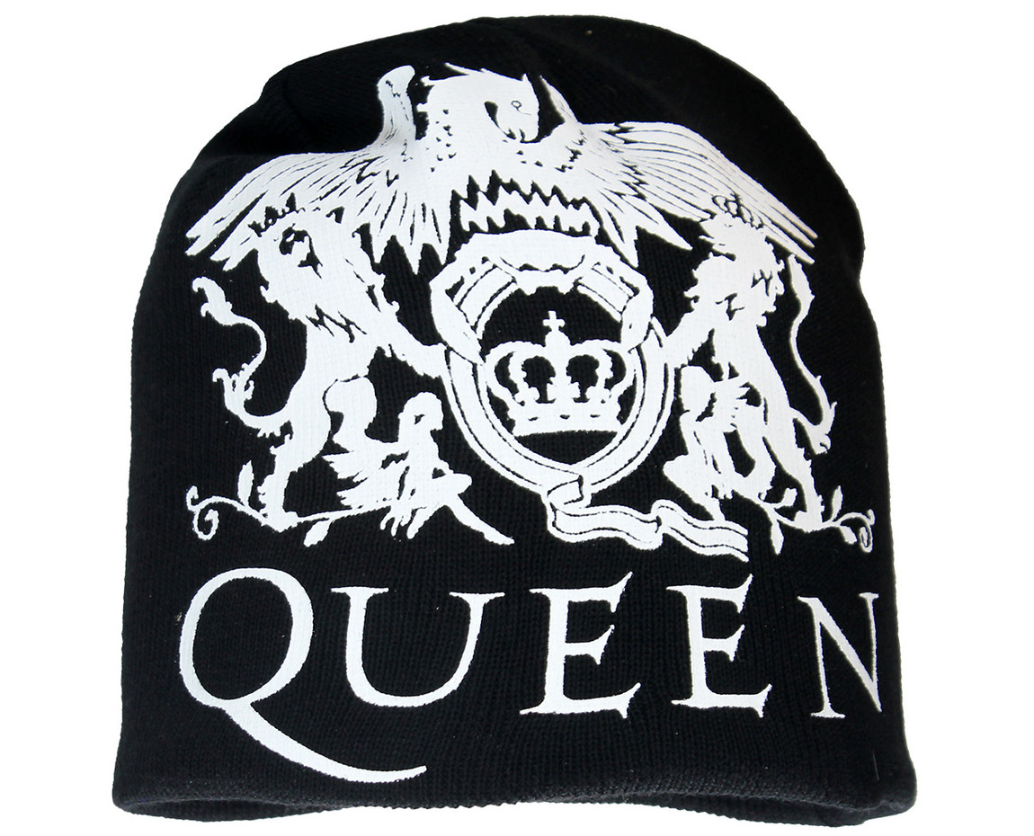 Queen Crest Beanie Hat Black - Popmerch.com