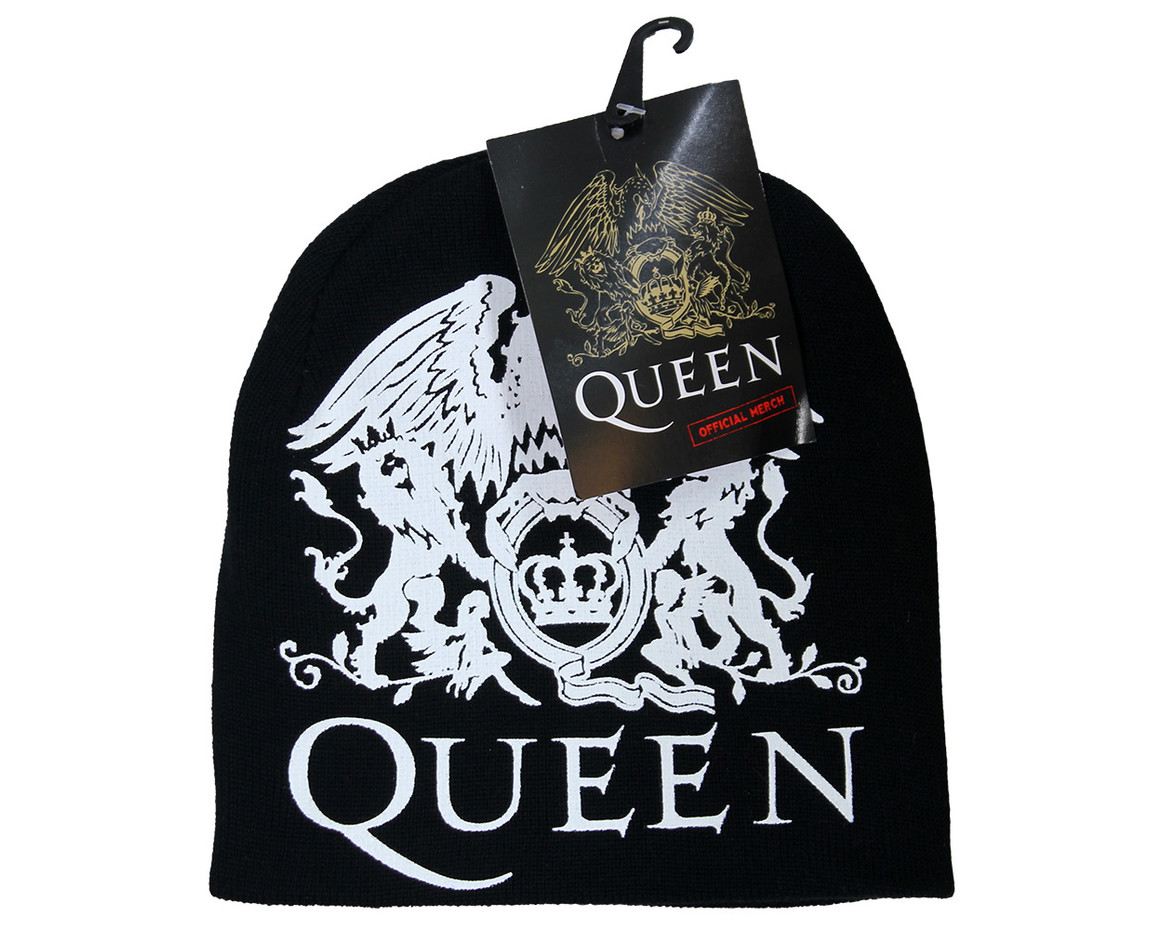 Queen Crest Beanie Hat Black - Popmerch.com