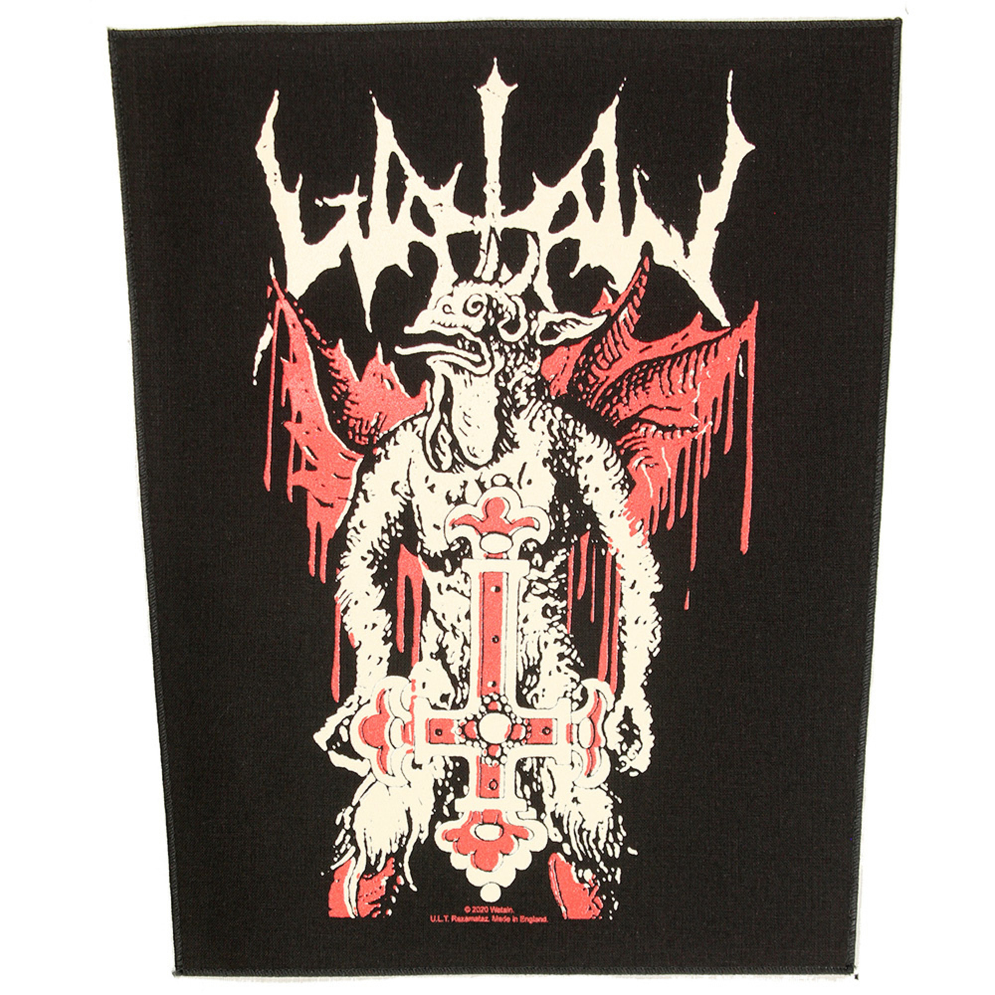 Watain Inverted Cross Design Large Backpatch Black/White/Red - Popmerch.com