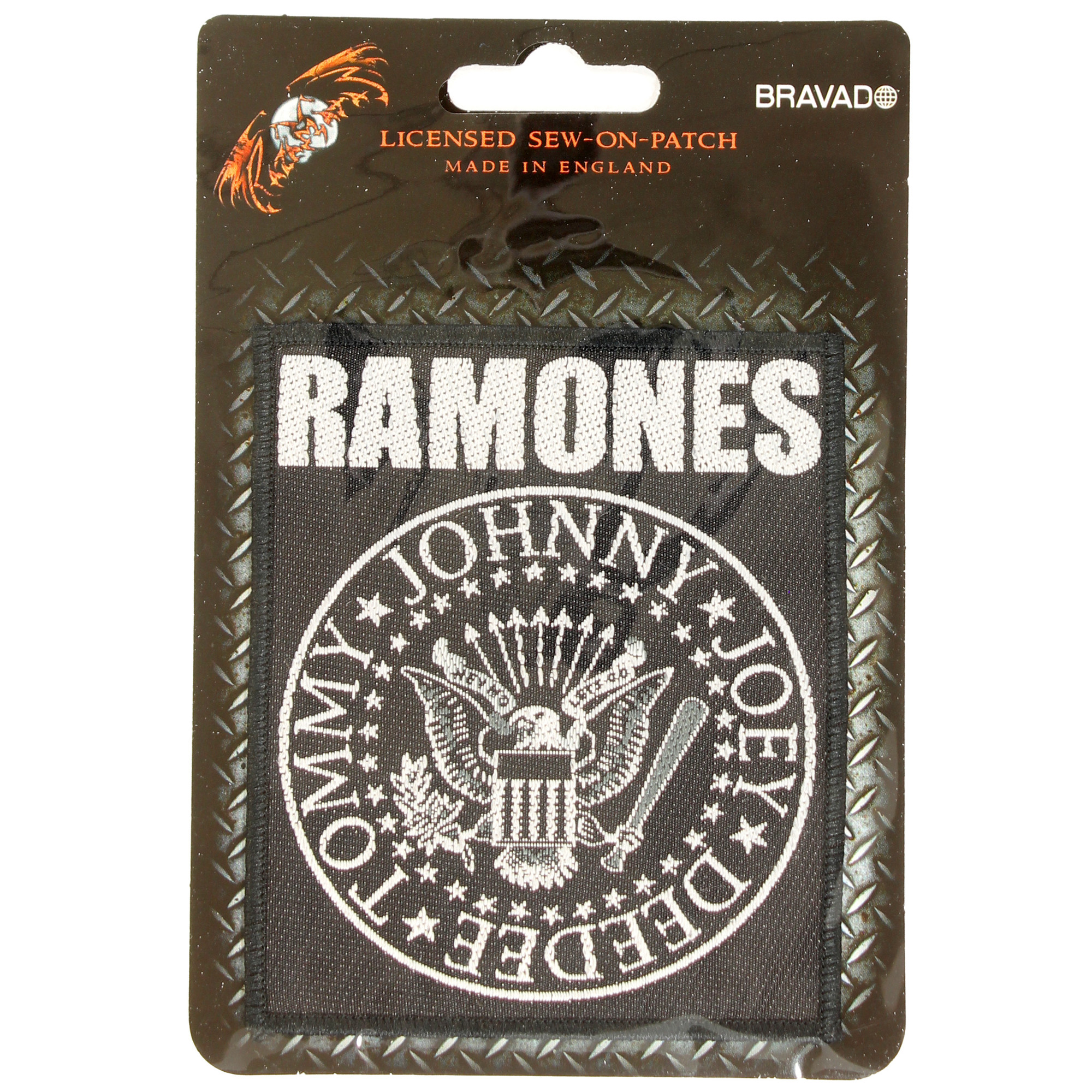 Ramones Classic Seal Logo Standard Woven Patch Black/White - Popmerch.com