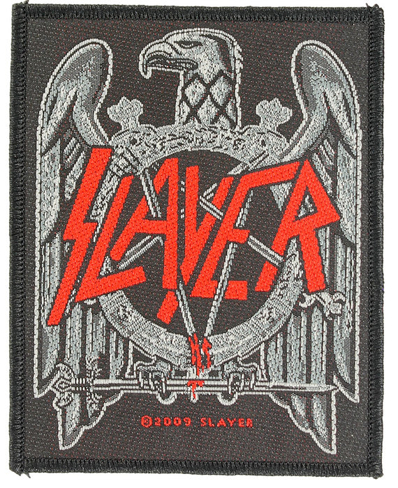Slayer Black Eagle Logo Standard Woven Patch Black/Red - Popmerch.com