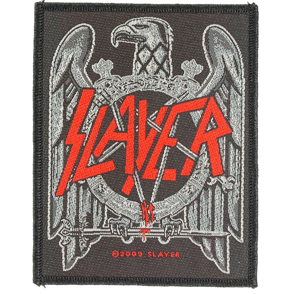 Slayer Black Eagle Logo Standard Woven Patch Black/Red - Popmerch.com