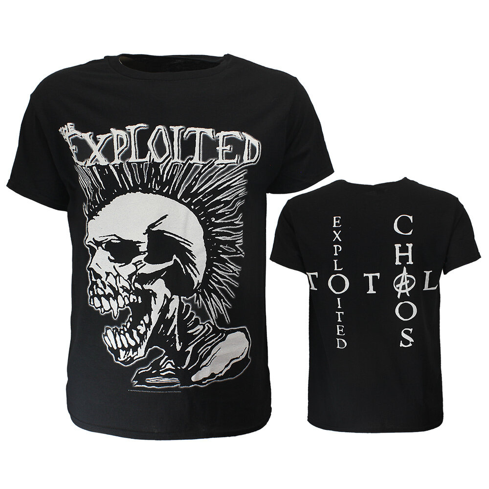 The Exploited Mohican Skull T-Shirt - Official Merchandise - Popmerch.com