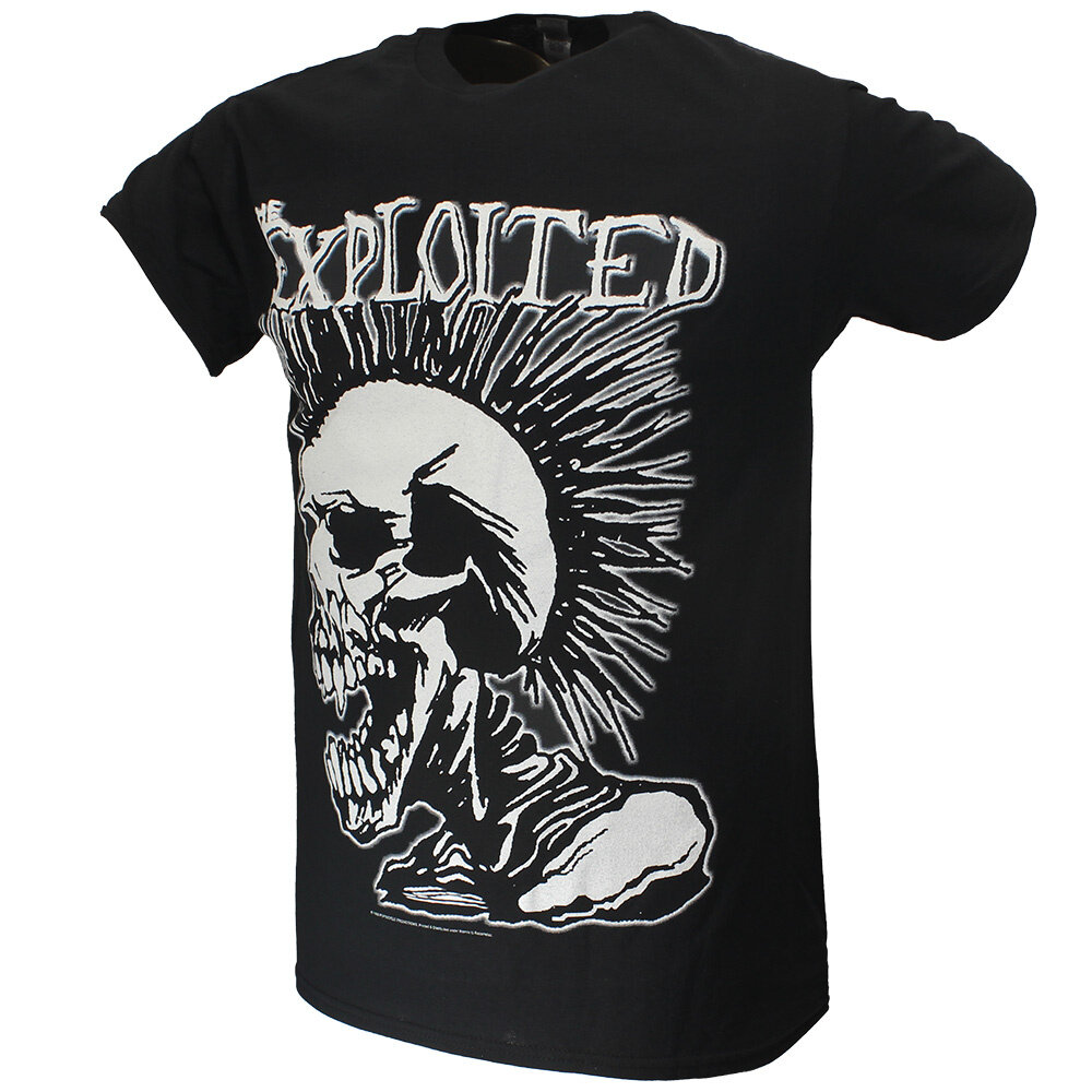 The Exploited Mohican Skull T-Shirt - Official Merchandise - Popmerch.com