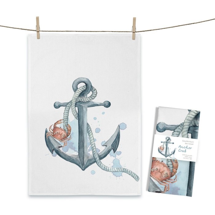Theedoek Anchor with crab - theedoekenwinkel.nl
