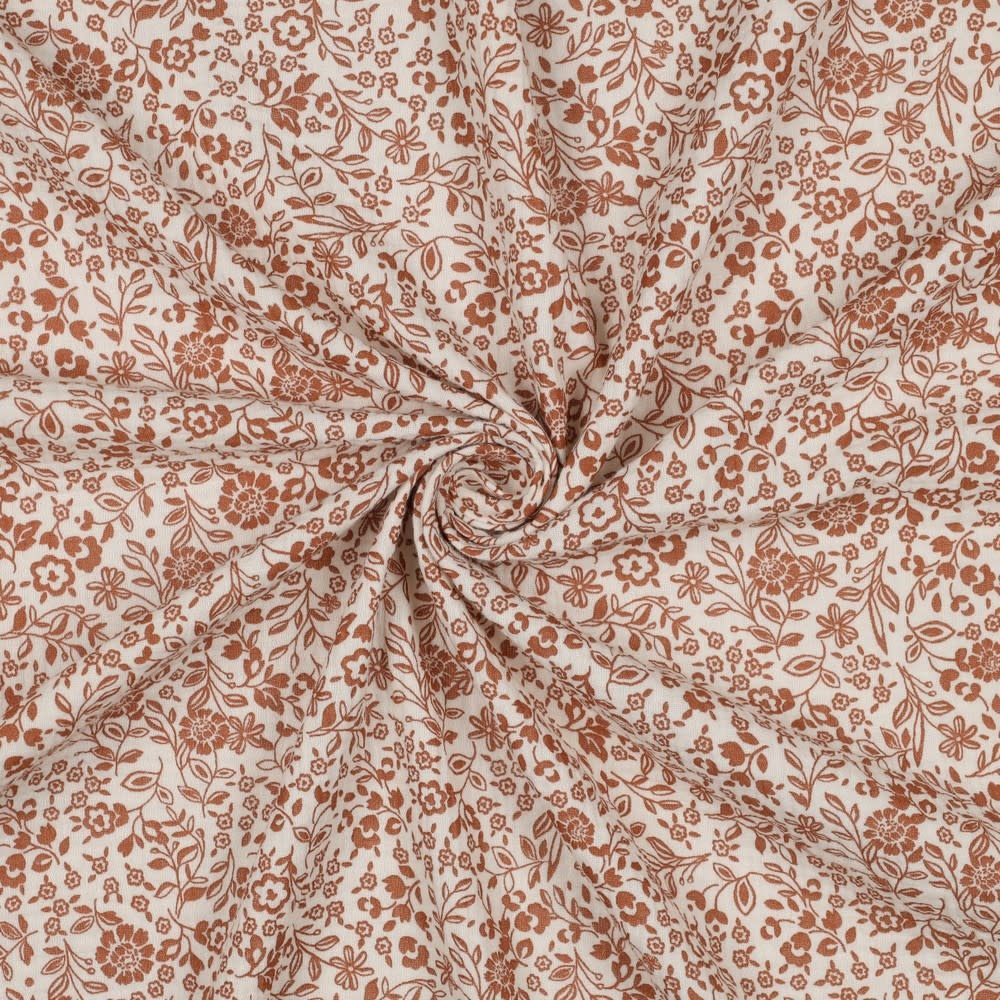 Double Gauze Tetra flowers rust - De Stoffenkamer
