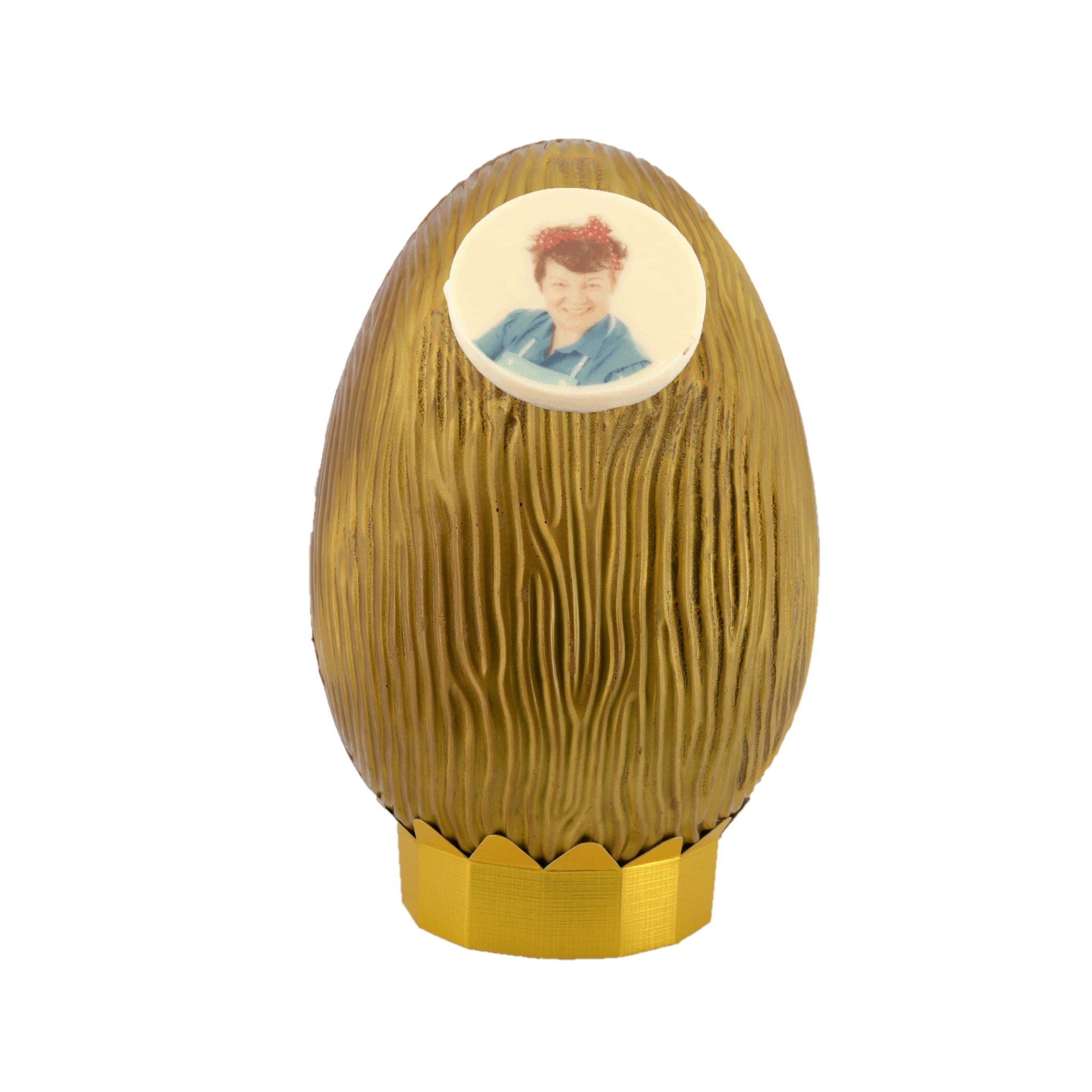 Chocolade gouden ei kingsize met foto logo - Choco-World.nl