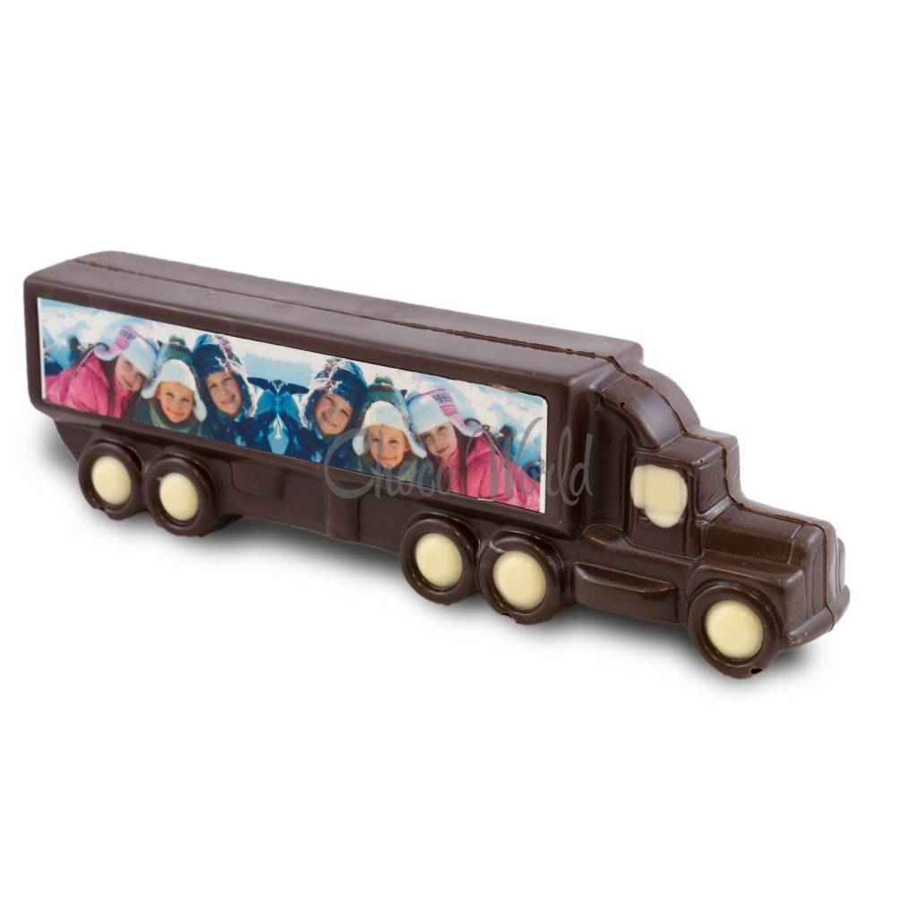 Chocolade vrachtwagen met opdruk - Choco-World.nl